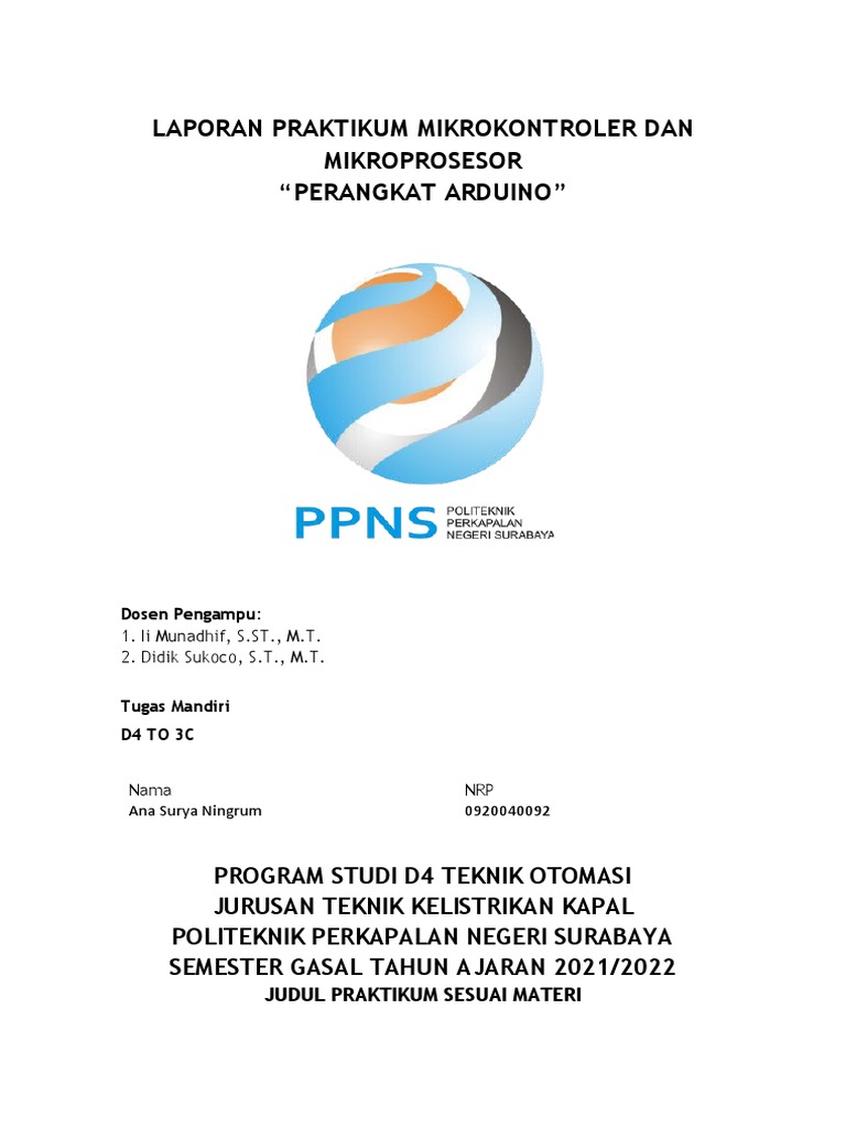 Format Laporan Praktikum Mikrokontroler Dan Mikroprosesor 2021 2022 TO 3C | PDF