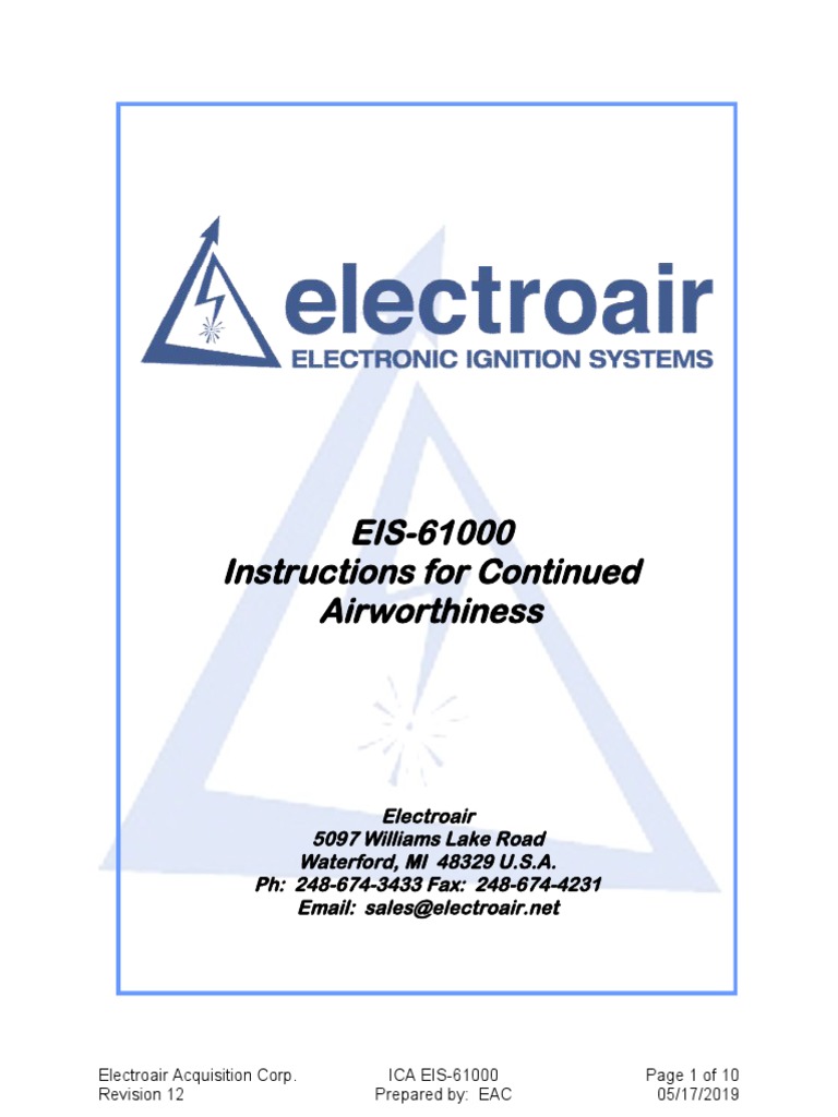 EIS-61000 Instructions For Continued Airworthiness | PDF | Ignition ...