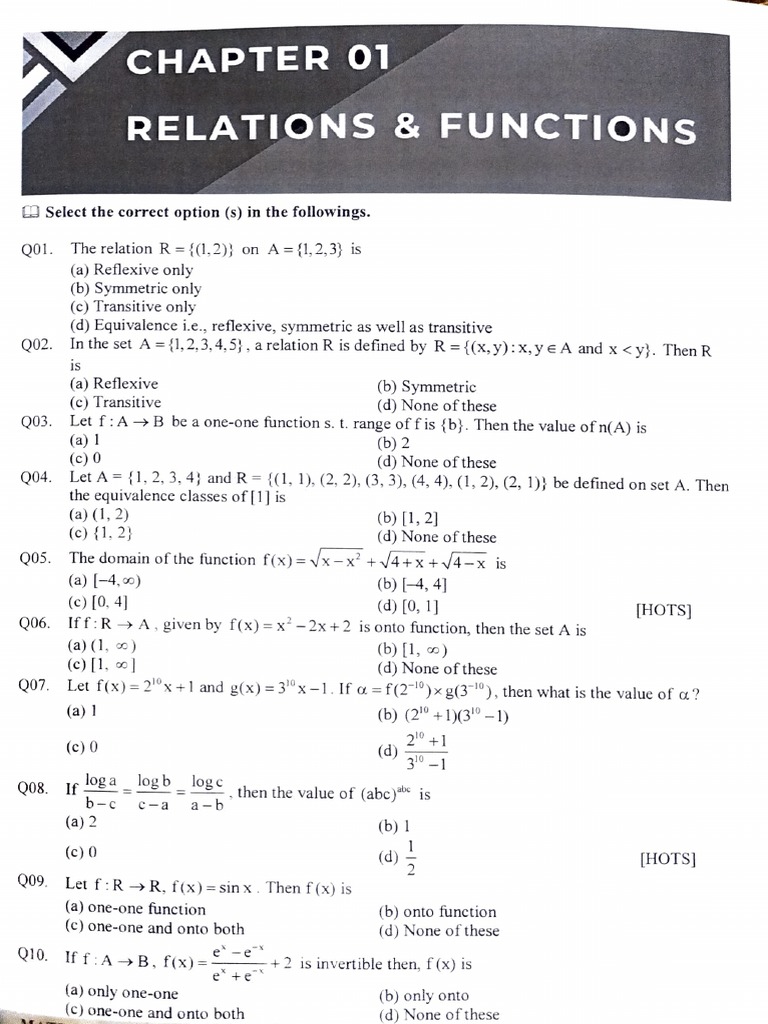 Relation And Functions 1 36 Pdf Function Mathematics Mathematical Relations