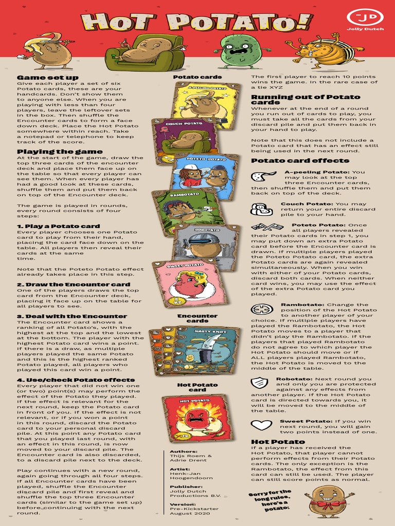 Game Set Up Running Out of Potato Cards | PDF | Card Games | Games Of ...