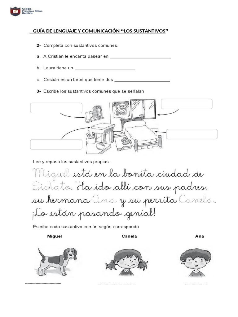 Guia Sustantivo Comun y Propio Clase 14 | PDF