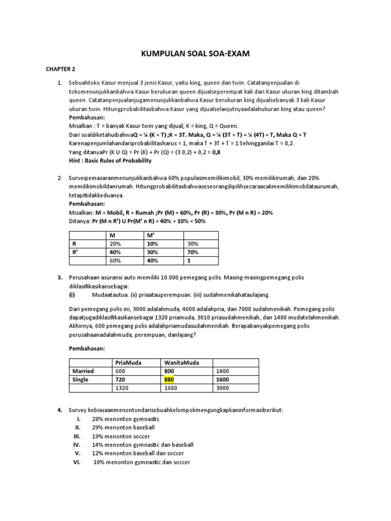 Kumpulan Soal Soa (Society of Actuaries) | PDF
