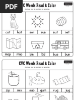 CVC Fluency Sentences Read and Color Short U Words Worksheet ...