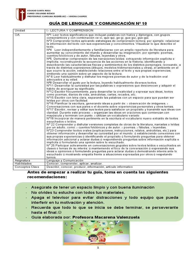 Guía de Lenguaje 2 Basico | PDF