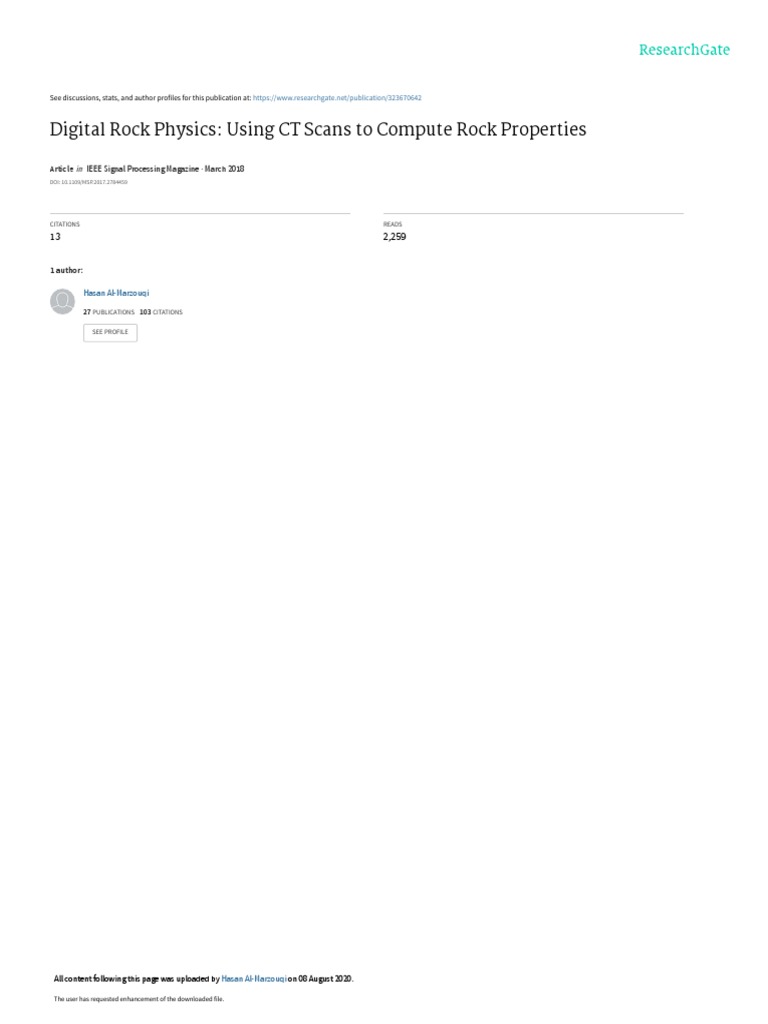 Digital Rock Physics: Using CT Scans To Compute Rock Properties | PDF ...