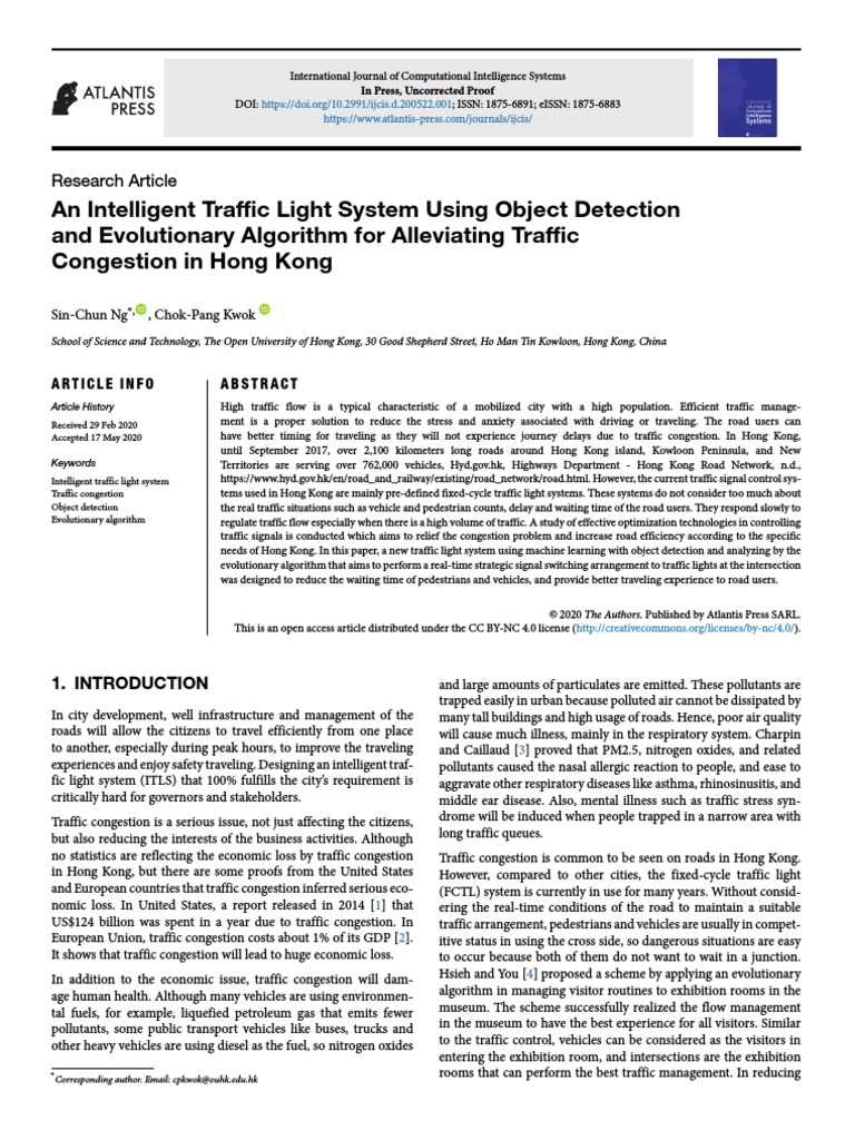 An Intelligent Traffic Light System Using Object D | PDF | Traffic ...