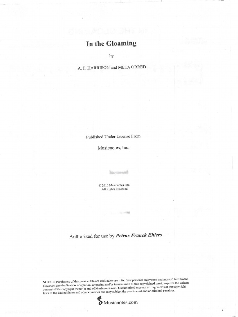 In The Gloaming Sheet Music | PDF