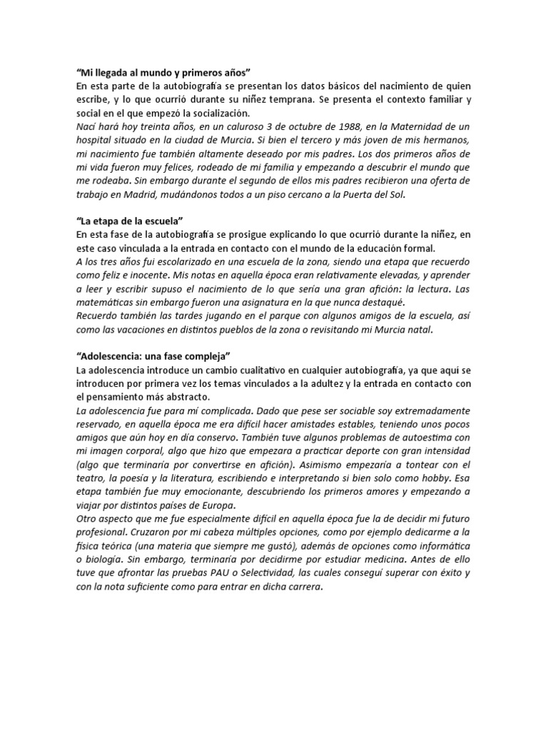 Autobiografía Modelo | PDF