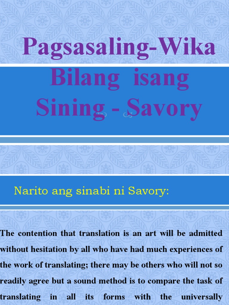 Pagsasaling Wika Bilang Sining o Agham | PDF