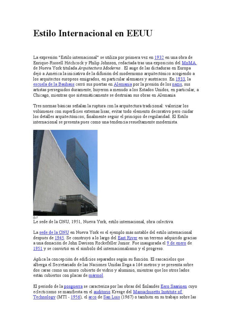 Estilo Internacional en EEUU | PDF | Estilos arquitectonicos | Estilo