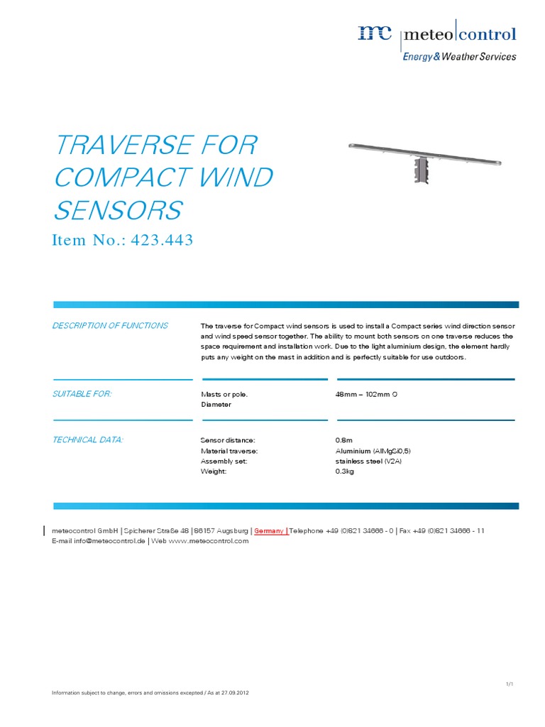 DB Traverse For Compact Wind Sensors en | PDF