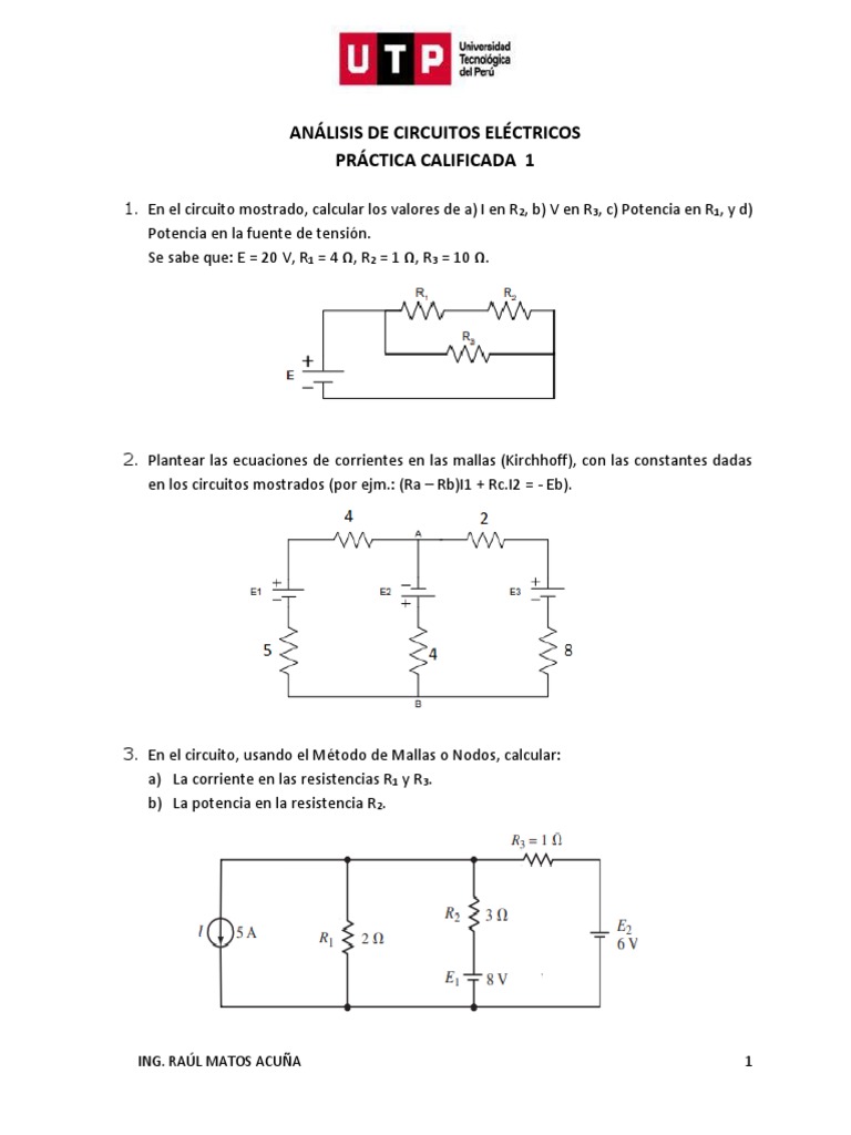 PC1 Análisis de Circuitos Eléctricos 21-1 U | PDF
