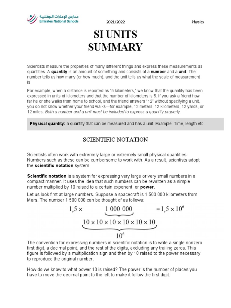 Si Units Summary | PDF | International System Of Units | Significant ...