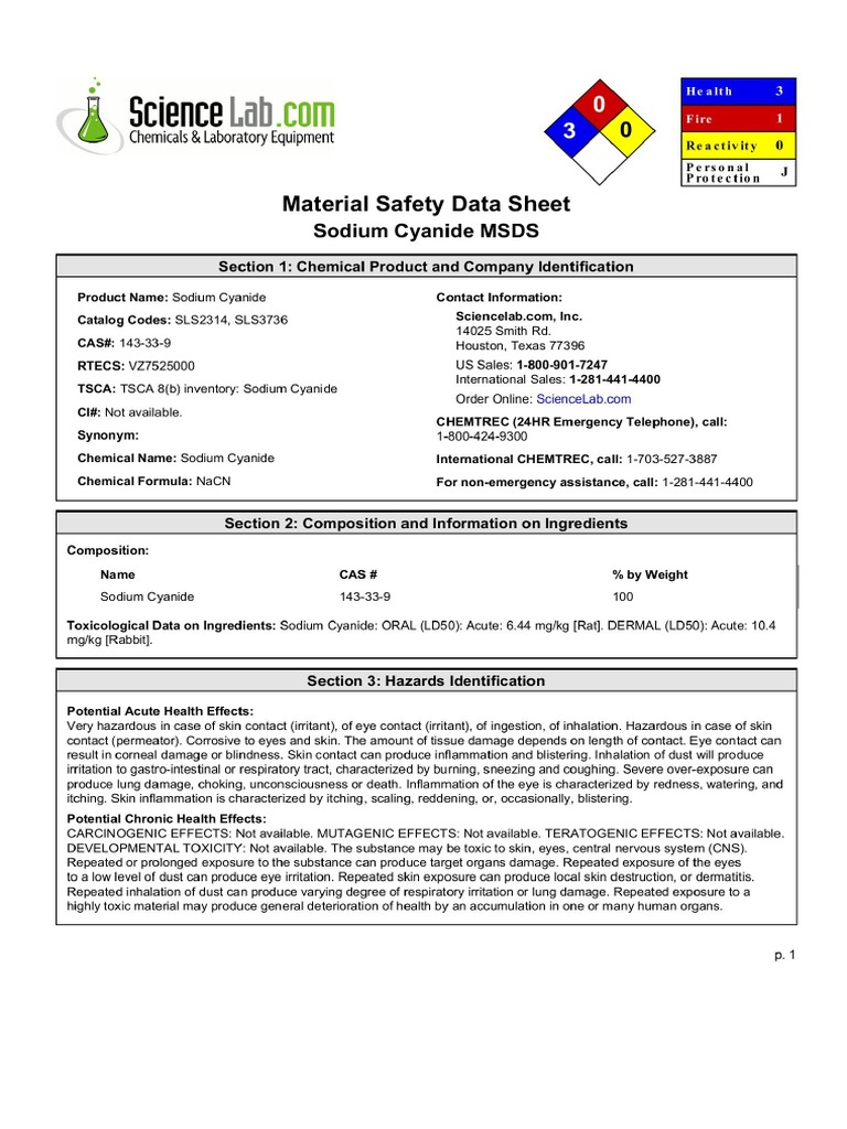 MSDS NaCN | PDF