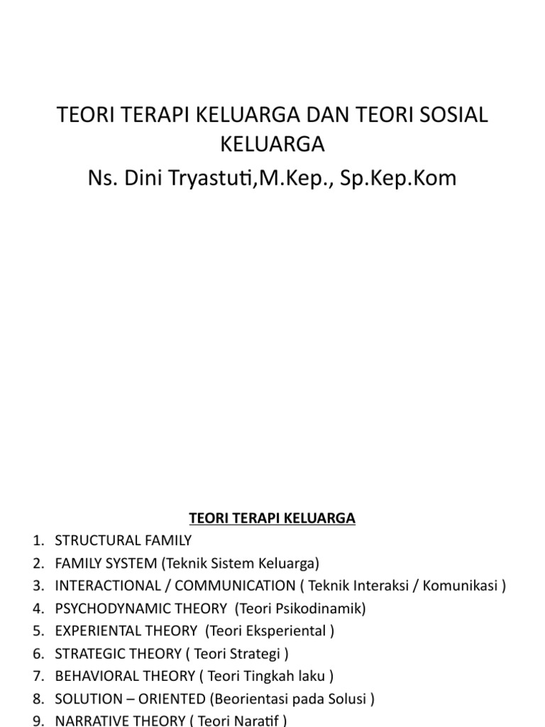 Teori Terapi dan Sosial Keluarga | PDF