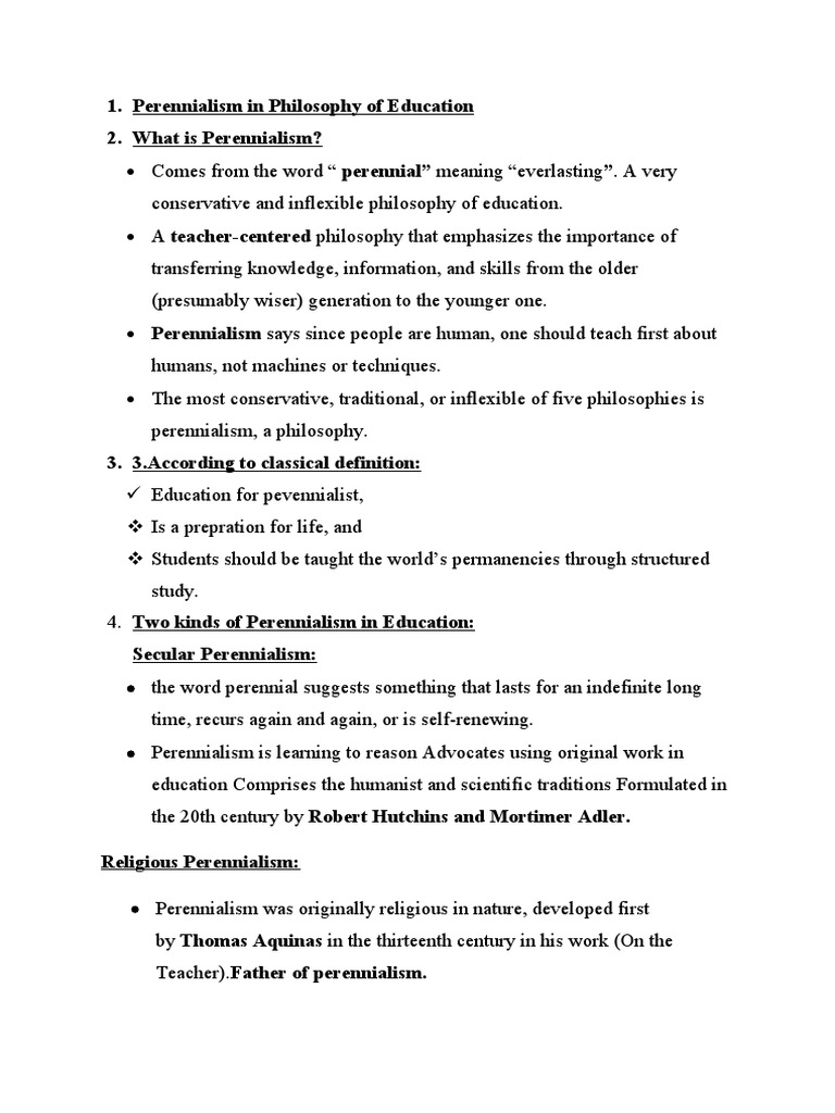 Understanding Perennialism in Education | PDF | Philosophy Of Education ...