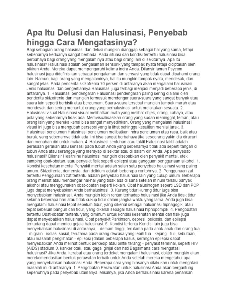 Apa Itu Delusi Dan Halusinasi | PDF