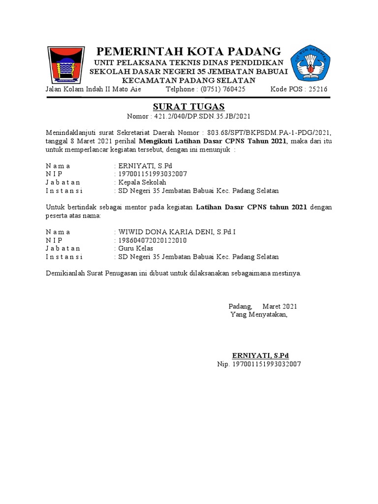 Format Surat Tugas Mentor | PDF