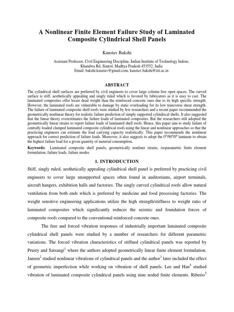 2019 - K.Bakshi - Laminated Composite Cylindrical Shell Panels | PDF ...