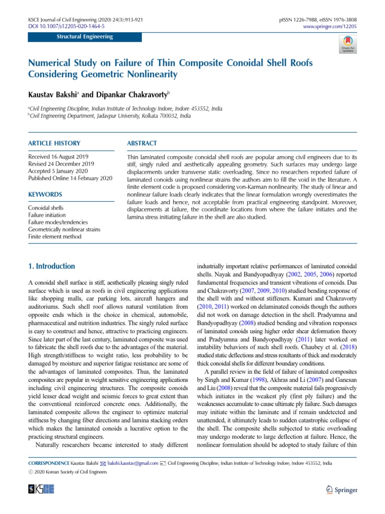 2020 - K.Bakshi - Thin Composite Conoidal Shell Roofs | PDF | Strength ...