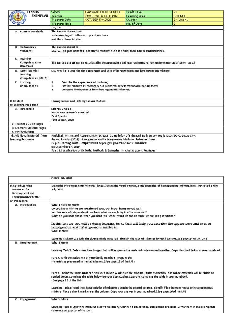Science Lesson Exemplar For Week 1-4 Quarter 1 For MELC #1 | PDF ...