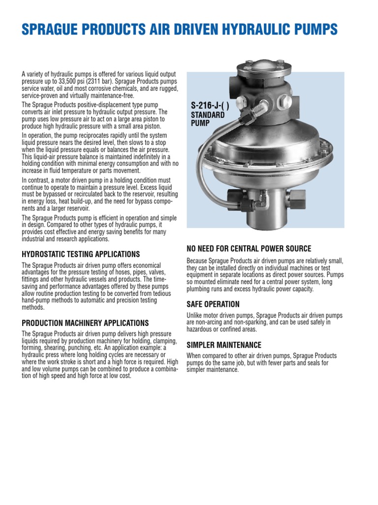 SPRAGUE J Pump Brochure | PDF | Pump | Valve