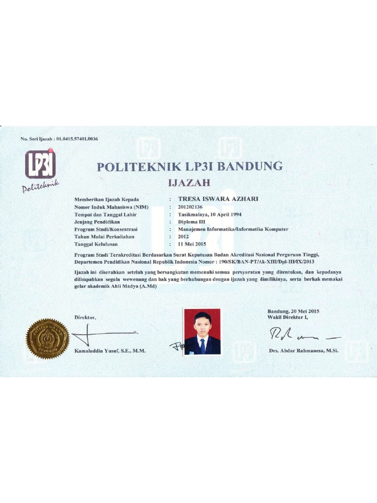 Ijazah, Transkrip Nilai | PDF