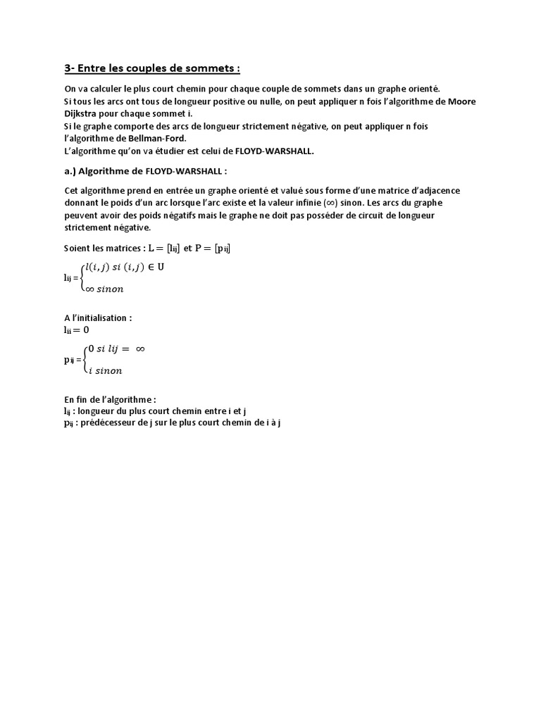 Algorithme de Floyd-Warshall expliqué | PDF | Théorie des graphes ...