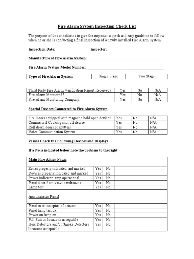 FA Insp Checklist | PDF | Safety | Equipment