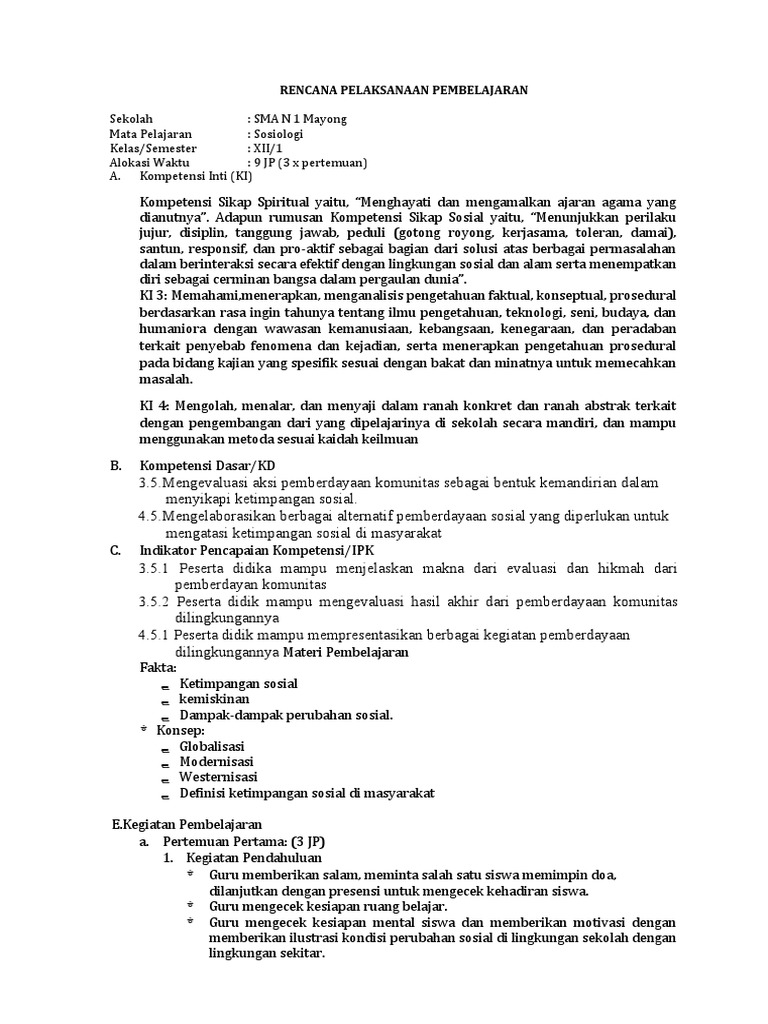 RPP.13 (Sosiologi) | PDF