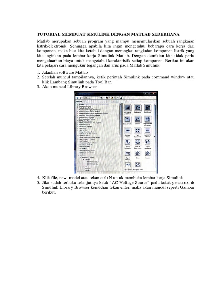 Tutorial Membuat Simulink Dengan Matlab Sederhana | PDF