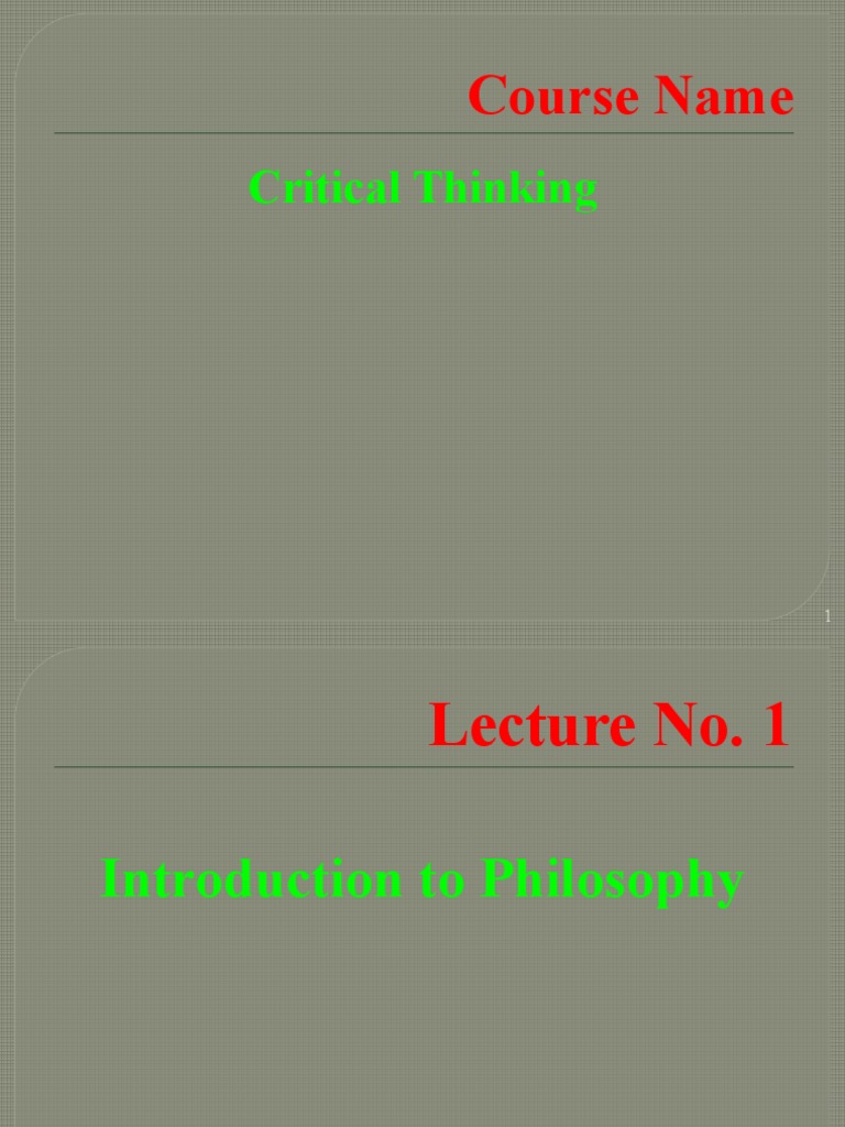 Lecture 1 Introduction To Philosophy Pdf Epistemology Metaphysics