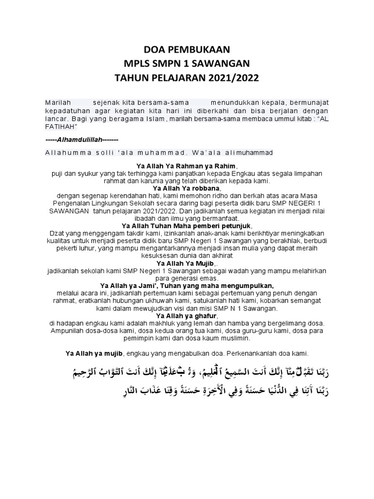 DOA PEMBUKAAN Dan PENUTUP MPLS | PDF