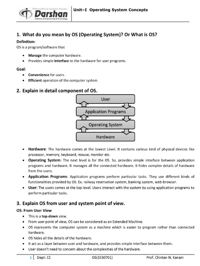 OS GTU Study Material E-Notes Unit-1 04082020010718PM | PDF
