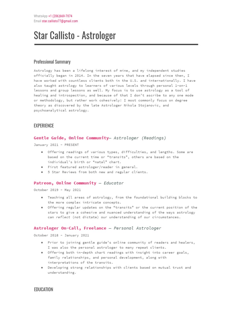 Astrology CV | PDF | Applied Psychology | Psychological Concepts