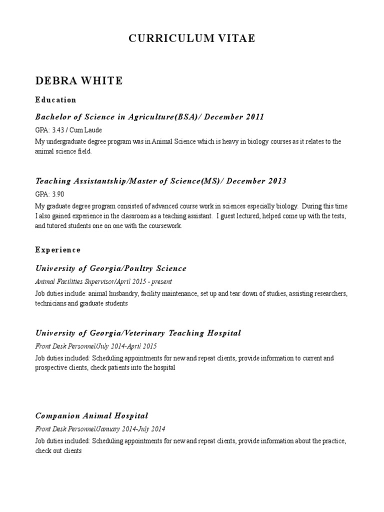 Debra White's Resume | PDF