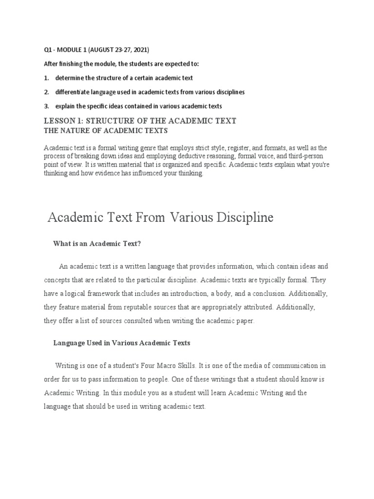 Academic Text From Various Discipline | PDF | Narrative | Information