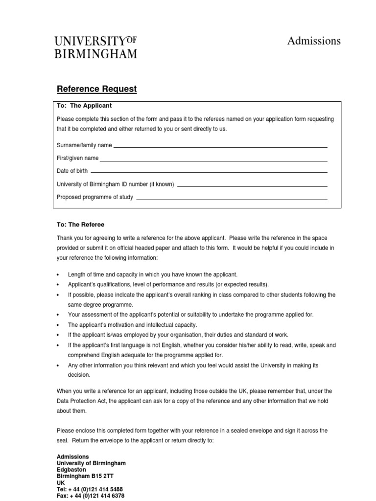 Reference Request Form | PDF | Business
