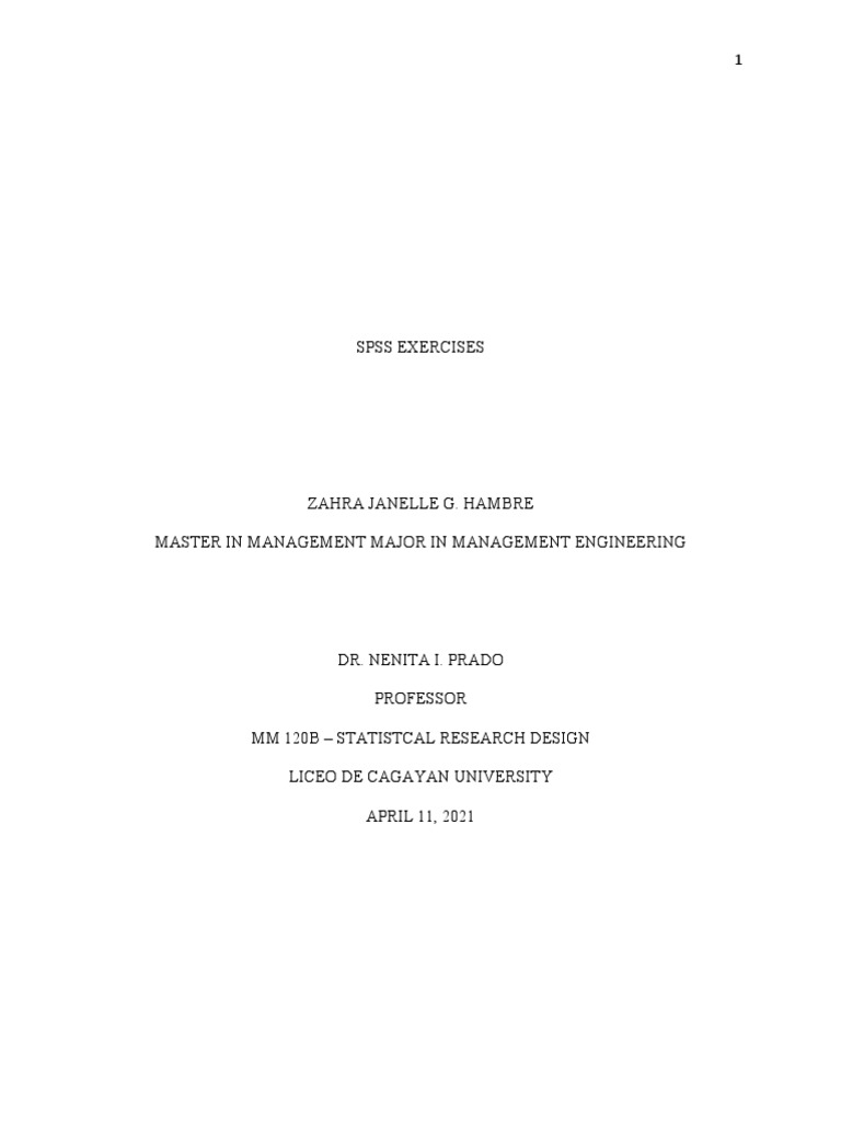 Spss Exercises | PDF | P Value | Student's T Test