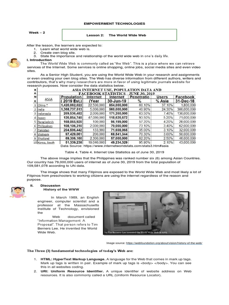EmpTech Q4-Week-2 Worktext | PDF | World Wide Web | Internet & Web EmpTech Q4-Week-2 Worktext | PDF | World Wide Web | Internet & Web