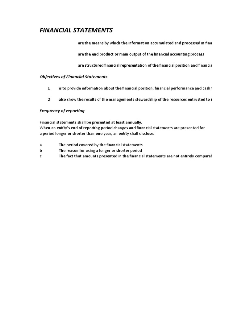 Objectives of Financial Statements | PDF | Expense | Balance Sheet
