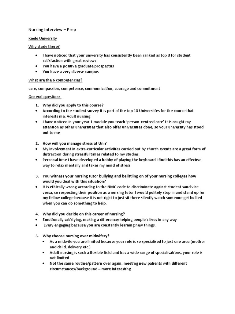 Nursing Interview - Prep | PDF | Nursing | Patient