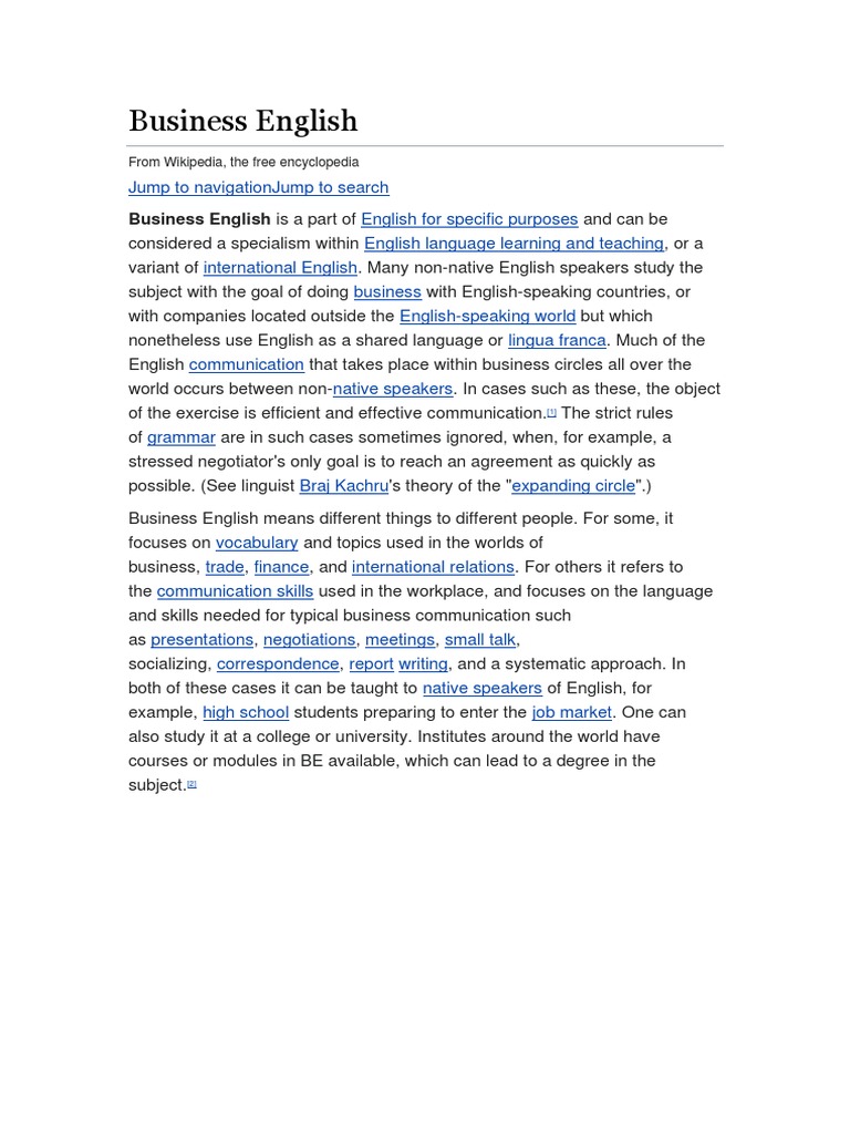 Business English Is A Part of | PDF
