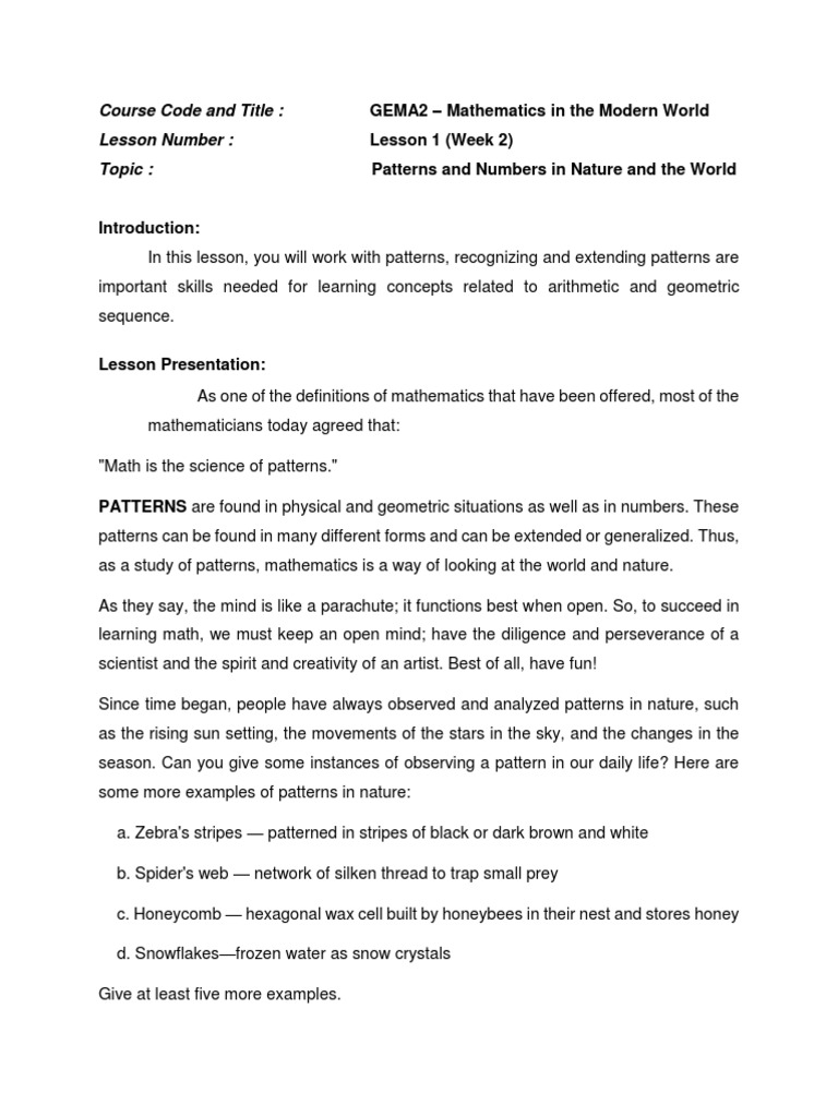 Mathematics in The Modern World | PDF | Symmetry | Pattern