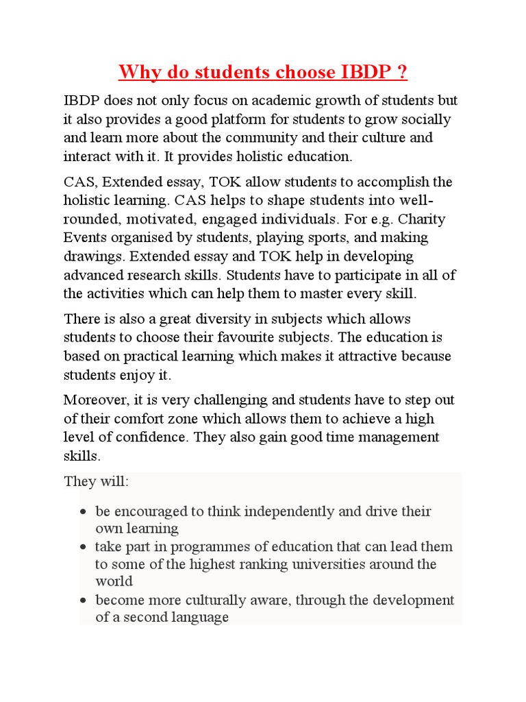 Why Do Students Choose IBDP | PDF