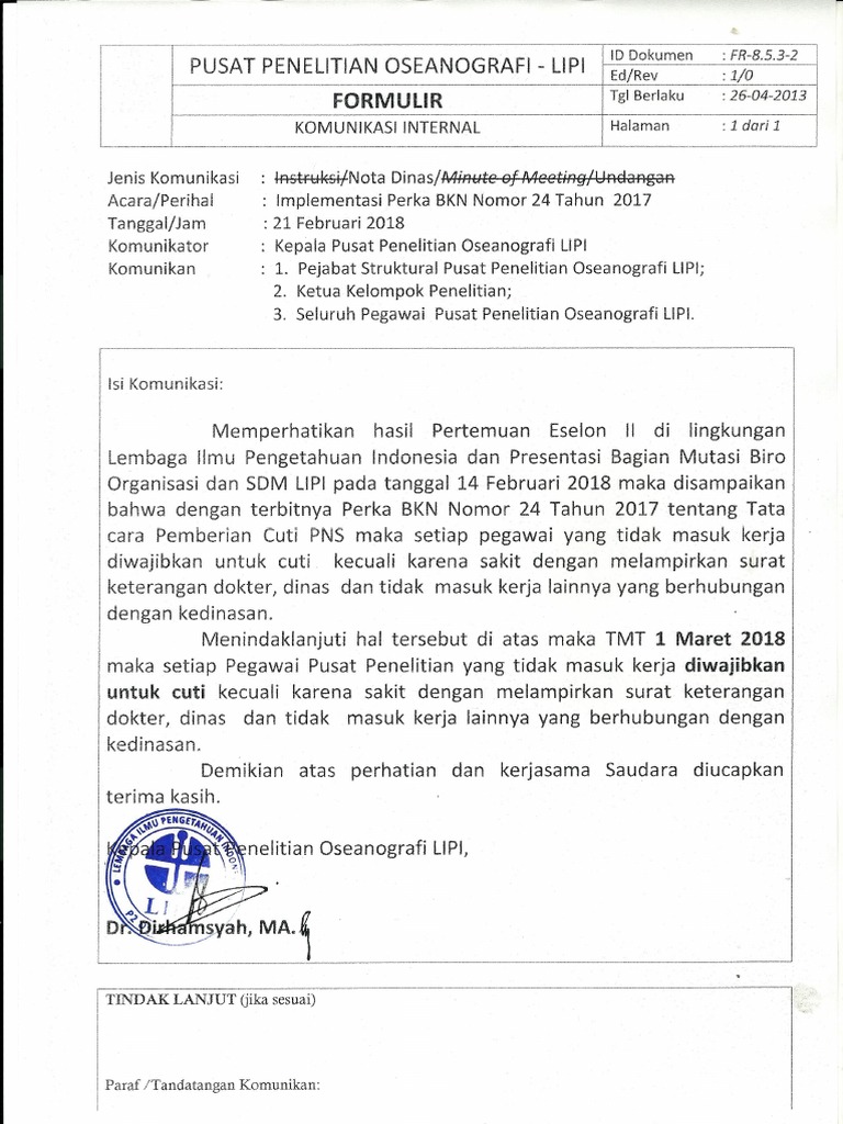 Perka BKN Tentang Cuti | PDF