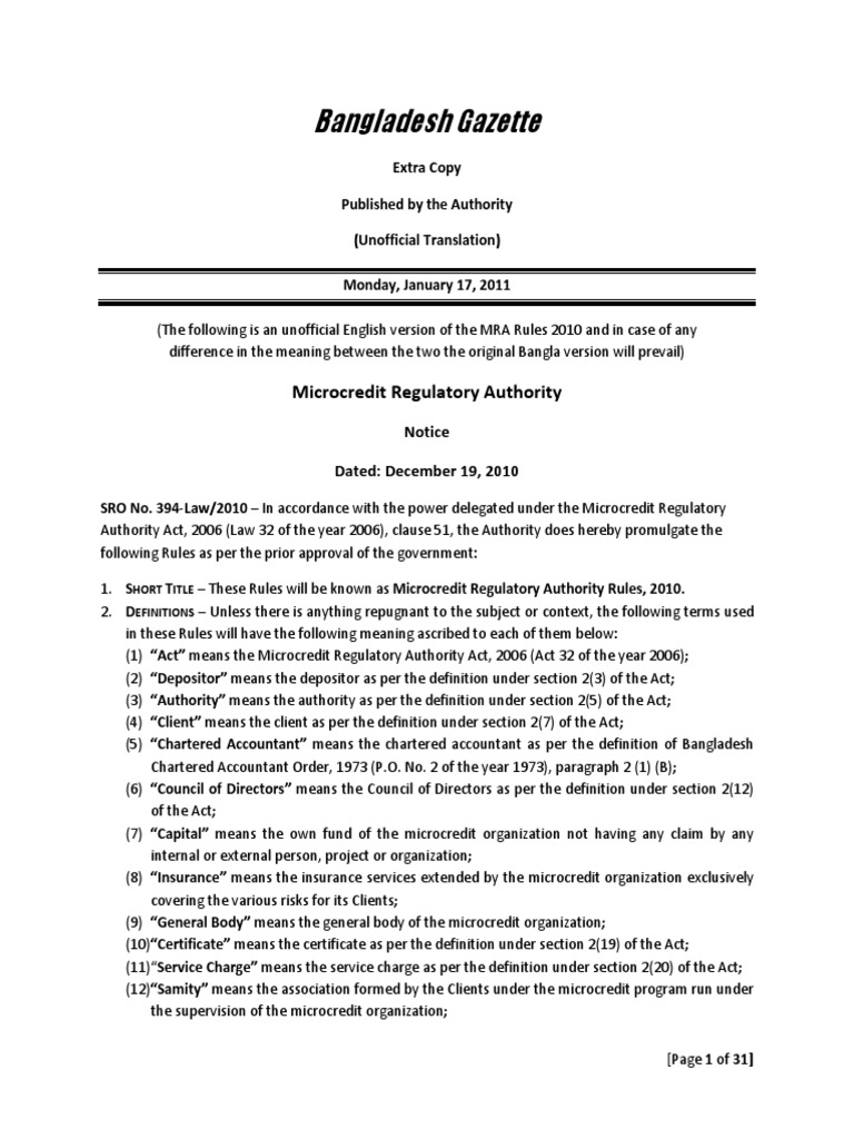 MRA Rules 2010 Overview and Guidelines | PDF | Financial Statement ...