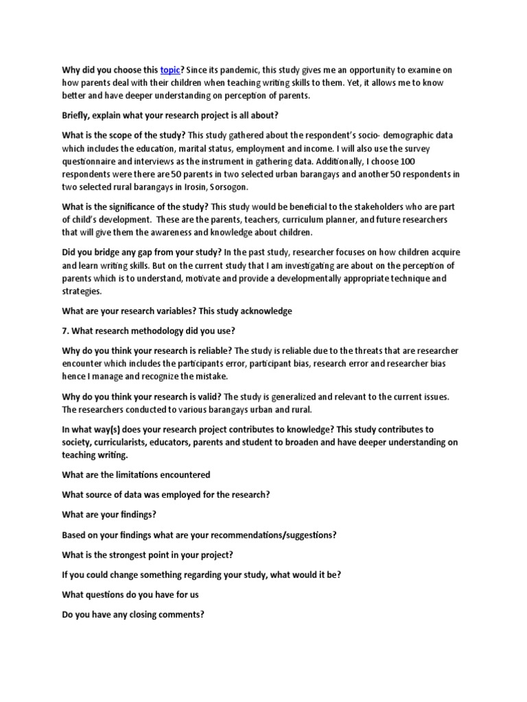 Why Did You Choose This Topic | PDF | Psychology | Communication