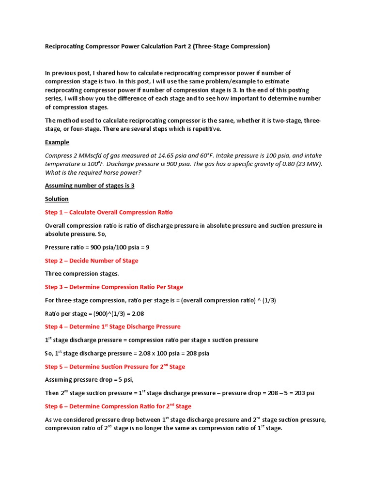Three-Stage Compressor Power Calculation | PDF | Pressure | Multistage ...