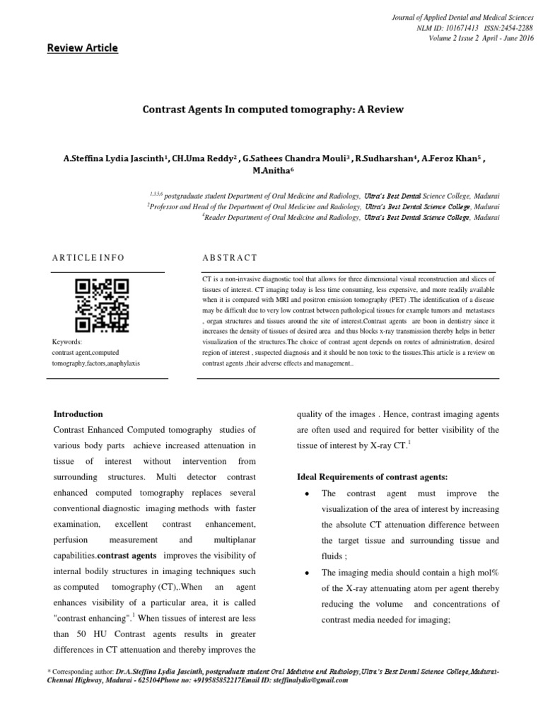 CT Contrast Agents Review | PDF | Ct Scan | Radiology